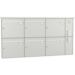 Renz ONZO Aufputzbriefkastenanlage mit Sprechsieb in RAL 9016 6-fach mit Soft Close