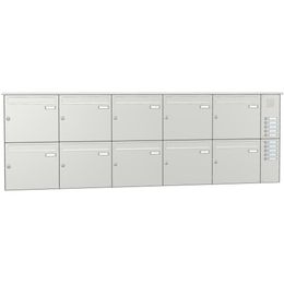 Renz ONZO Aufputzbriefkastenanlage mit Sprechsieb in RAL 7016 10-fach mit 2ten Namensschild & Soft Close