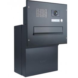 Renz Kamera Durchwurf Briefkasten in RAL 7016 mit Busch-Jaeger Videostation WLAN 4.3 - F-046