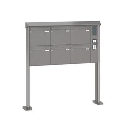 Renz Prisma freistehende Briefkastenanlage mit Sprechanlage 6-fach RAL7016