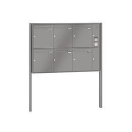 Renz Quadra freistehende Briefkastenanlage mit Sprechanlage 6-fach RAL7016