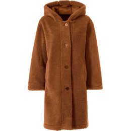 Heine Damen Fleecemantel mit Knopfleiste cognac Gr&ouml;&szlig;e 36