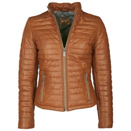 Maze Lederjacke mit Raffungen 'Sota' Damen Gr&ouml;&szlig;e L cognac Sommerjacke