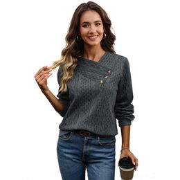 KoJooin Knitted Top 'Damen Sweatshirt mit Faltenoptik, Rundhalsausschnitt und langen &Auml;rmeln' female size L Dark grey