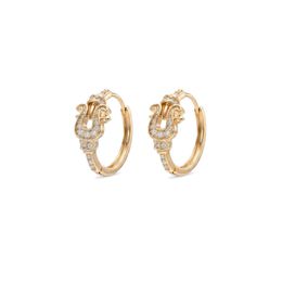 Nemomatheo Ohrringe 'Golden Buckle &ndash; Creolen mit Zirkonia &ndash; Gold' Damen Gr&ouml;&szlig;e 2.5 cm x 2.5 cm gold