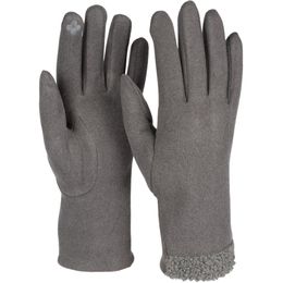 Stylebreaker Fingerhandschuhe 'Touchscreen Handschuhe Teddyfell' Damen Gr&ouml;&szlig;e XS/XL dunkelgrau