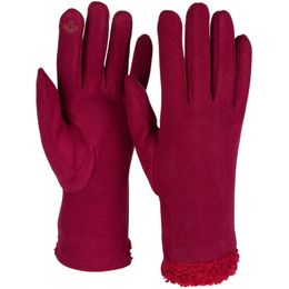 Stylebreaker Fingerhandschuhe 'Touchscreen Handschuhe Teddyfell' Damen Gr&ouml;&szlig;e XS/XL bordeaux