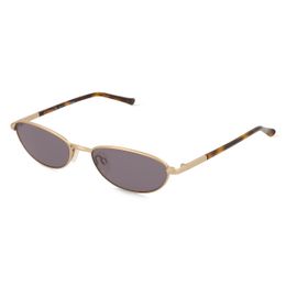 Fielmann MC 656 SUN FA MEL | Damen-Sonnenbrille | Fassung: Vollrand, Oval, Edelstahl, Gold Havanna | Glasfarbe: Grau