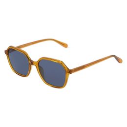 Fielmann ABC 071 SUN FA CHARLIE | Unisex-Sonnenbrille | Fassung: Vollrand, Quadratisch, Acetat Spritzguss, Orange Transparent | Glasfarbe: Blau