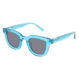 Fielmann Q 085 SUN FLEX CL YORI | Kinder-Sonnenbrille | Fassung: Vollrand, Quadratisch, Acetat Extrudiert, T&uuml;rkis Transparent | Glasfarbe: Gr&uuml;n