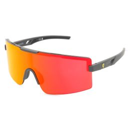 Scuderia Ferrari FZ6008U | Herren-Sonnenbrille | Fassung: Randlos, Monoscheibe, Kunststoff, Grau Matt | Glasfarbe: Rot Spiegel Pink
