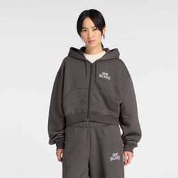 new balance Zip-Up Hoodie 'Trackside' female size XS Muddy colored / White