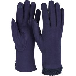 Stylebreaker Fingerhandschuhe 'Touchscreen Handschuhe Teddyfell' Damen Gr&ouml;&szlig;e XS/XL dunkelblau