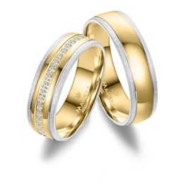 Marrya Ring 'MARRYA ES-36 Ehering aus Edelstahl - Gold plattiert' Damen Gr&ouml;&szlig;e 48 goldgelb