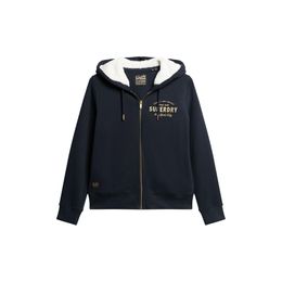 Superdry & Co Zip-Up Hoodie female size S/M Beige / marine blue / White
