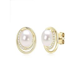 Rougemont Jewellery Ohrringe 'Extravagante Moissanit S&uuml;&szlig;wasser Perlen Ohrringe 925 Sterling Silber' Damen Gr&ouml;&szlig;e One Size gold