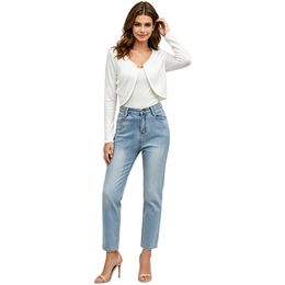 KoJooin Knit Cardigan 'Cropped Strickjacke Damen Langarm Offen Bolero f&uuml;r Kleider' female size XL White
