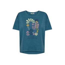 Greenbomb Shirt 'Les Fleurs' female size M Navy / Yellow / Petrol / Pink