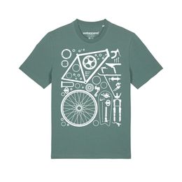 Watapparel Shirt ' Fahrradteile ' Herren Gr&ouml;&szlig;e L gr&uuml;n / wei&szlig;