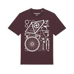 Watapparel Shirt ' Fahrradteile ' Herren Gr&ouml;&szlig;e XXXL dunkelrot / wei&szlig;