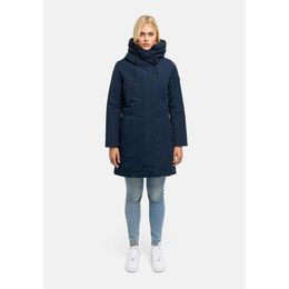 Marikoo Damen Parka "Pakaami"navy, Gr. S, Obermaterial: 100% Polyester, Jacken, Winterparka mit Kapuze, Teddyfutter, aufgesetzten Taschen