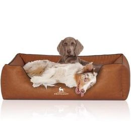 Knuffelwuff Orthop&auml;disches Hundebett Chesapeake aus Laser gestepptem marmoriertem Kunstleder terracotta XXL