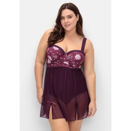 sheego by Joe Browns sheego Gro&szlig;e Gr&ouml;&szlig;en Badekleid mit Mesh-Rock, beere-gemustert, Gr&ouml;&szlig;e 58D - Damen