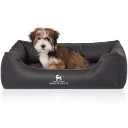 Knuffelwuff Orthop&auml;disches Hundebett Madison aus laser-gestepptem Kunstleder schwarz M-L