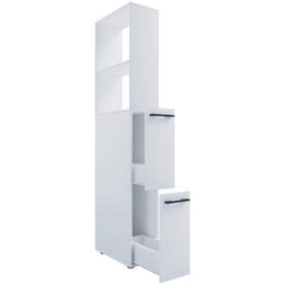 Mid.you Hochschrank, Wei&szlig;, Kunststoff, 1 F&auml;cher, 2 Schublade(n) Schubladen, 25x183x50 cm, stehend, Badezimmer, Badezimmerschr&auml;nke, Hochschr&auml;nke