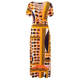Aniston Selected Kleid Damen Gr&ouml;&szlig;e 46 navy / orange / rosa / wei&szlig; Sommerkleid