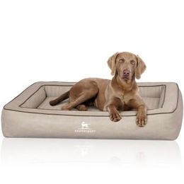 Knuffelwuff Orthop&auml;disches Hundebett aus Laser gestepptem Kunstleder Montego grau XXL
