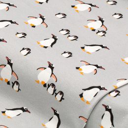 buttinette Baumwoll-Jersey "Pinguine" mit Elasthan, grau-color