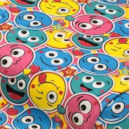 buttinette Baumwoll-Jersey "Smiley" mit Elasthan, bunt