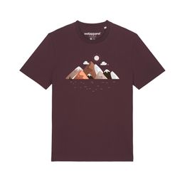 Watapparel Shirt ' Mountains & Moon ' male size XXL Mixed colors / Dark red