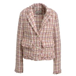 Milano Italy Kurze Tweedjacke mit Reverskragen Damen Gr&ouml;&szlig;e L braun Sommerjacke
