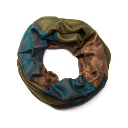 styleBREAKER Schlauchschal 'Loop mit Hibiskus Bl&uuml;ten und Paisley Muster' Damen Gr&ouml;&szlig;e One Size gr&uuml;n