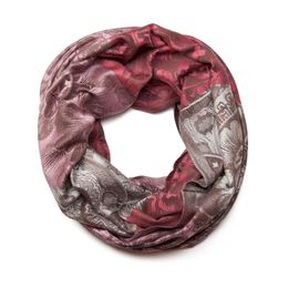 styleBREAKER Schlauchschal 'Loop mit Hibiskus Bl&uuml;ten und Paisley Muster' Damen Gr&ouml;&szlig;e One Size koralle