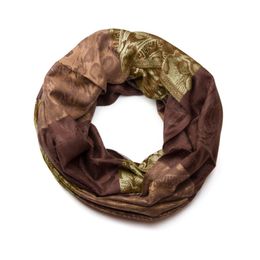 styleBREAKER Schlauchschal 'Loop mit Hibiskus Bl&uuml;ten und Paisley Muster' Damen Gr&ouml;&szlig;e One Size hellbraun