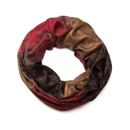 styleBREAKER Schlauchschal 'Loop mit Hibiskus Bl&uuml;ten und Paisley Muster' Damen Gr&ouml;&szlig;e One Size braun