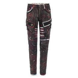Cipo & Baxx Cipo & Baxx Jeans im rockigen Design mit dicken Ziern&auml;hten und Nieten Herren Gr&ouml;&szlig;e 40 dunkelbraun