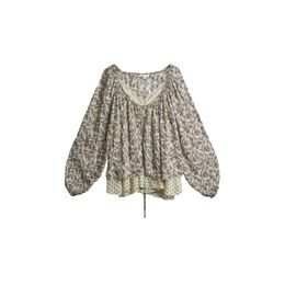 Bhoem Bluse Damen Gr&ouml;&szlig;e L dunkelgr&uuml;n / dunkelorange / wei&szlig; / naturwei&szlig;