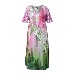 Ulla Popken Kleid Damen Gr&ouml;&szlig;e 54/56 gr&uuml;n / magenta / hellpink / wei&szlig; Sommerkleid