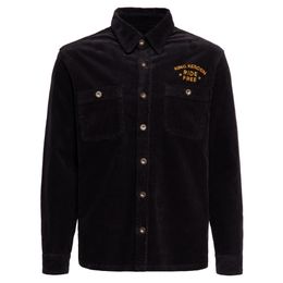 King Kerosin Button Up Shirt 'Ride Free Live Free' male size XXL Black