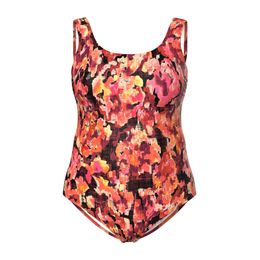 Ulla Popken Badeanzug Damen Gr&ouml;&szlig;e XXXL/4XL gelb / dunkelorange / schwarz