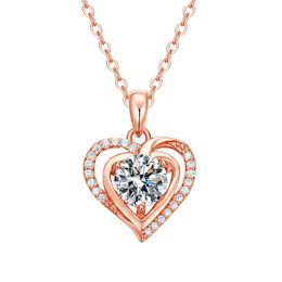 Staufergold Kette 'Moissanit Herz-Halskette &bdquo;Herzlicht&ldquo;' Damen Gr&ouml;&szlig;e Onesize rosegold