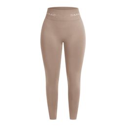 Smilodox Scrunch Leggings Azura Highwaist Damen Gr&ouml;&szlig;e L hellbraun / wei&szlig;