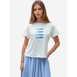 Hiccup T-Shirt Damen Gr&ouml;&szlig;e XL royalblau / cyanblau / hellblau / wei&szlig;