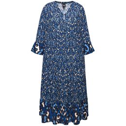 Ulla Popken Kleid Damen Gr&ouml;&szlig;e 54/56 marine / gelb Sommerkleid