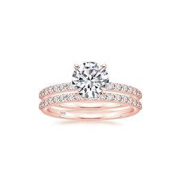 ROUGEMONT Jewellery Ring 'Funkelnder Moissanit Verlobungsring 2 Ringe' female size 54 Rose gold