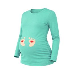 M.m.c. Umstand Shirt 'Baby F&uuml;&szlig;e Umstandslangarmshirt' Damen Gr&ouml;&szlig;e L t&uuml;rkis